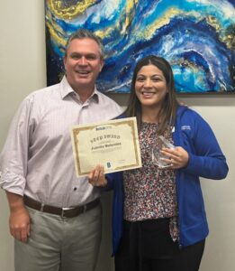 Butler presents the STEP award to Juanita Melendez - Butler Weihmuller Katz Craig LLP